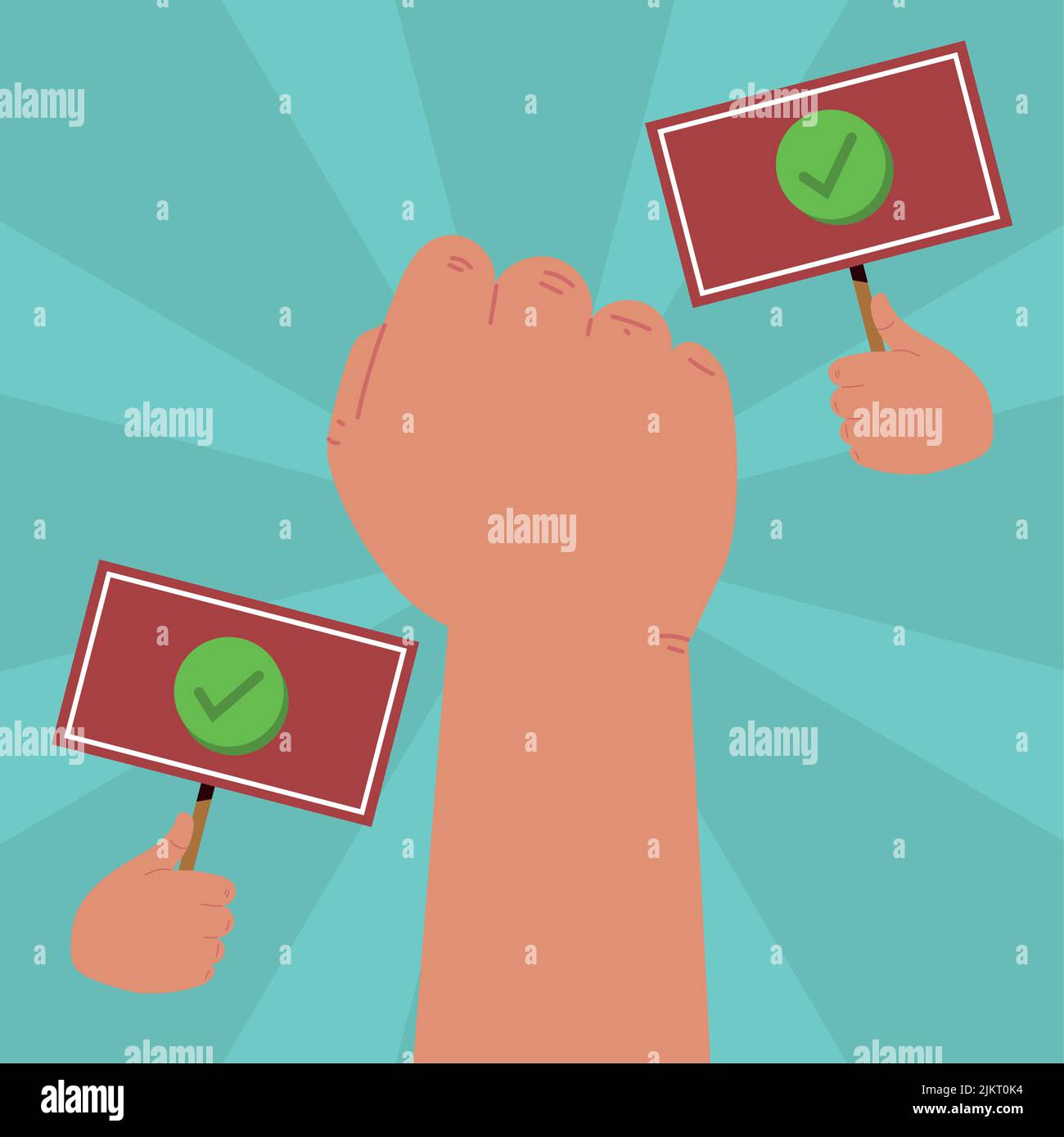 raised hands with placards Stock Vector Image & Art - Alamy