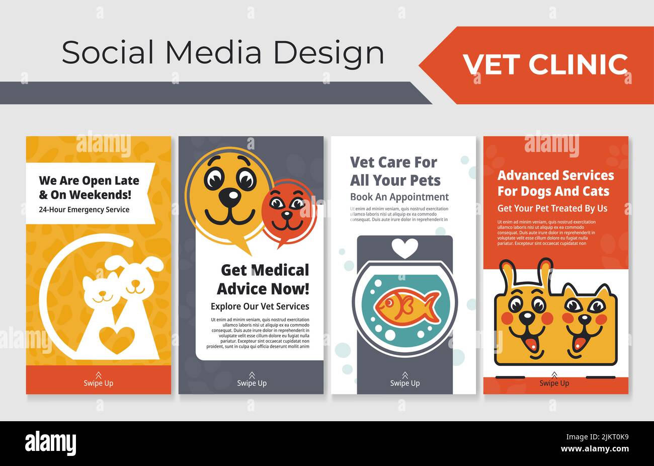 Vet clinic advertising at network story set Stock Vector Image & Art ...