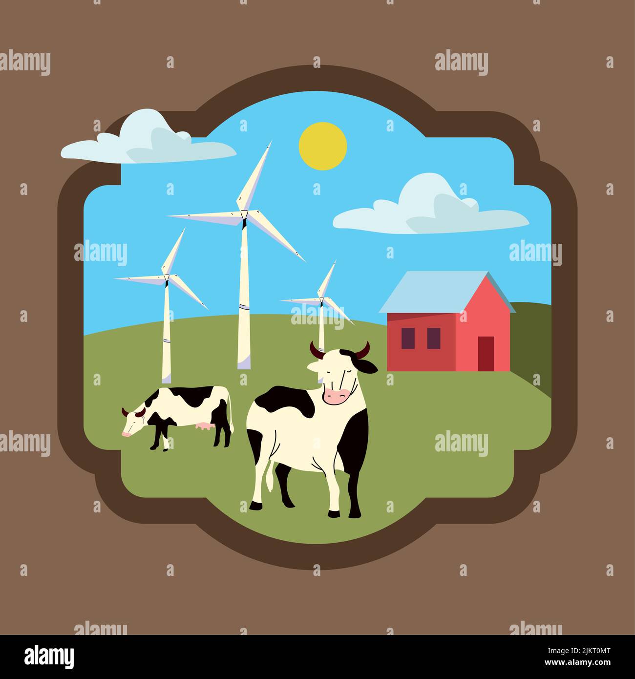 Cows and wind turbines Stock Vector Images - Alamy
