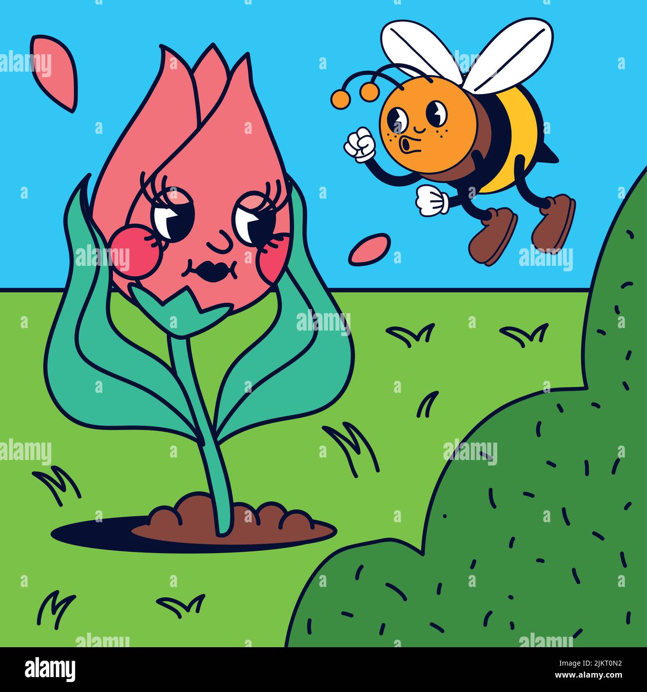 cartoon flower and bee Stock Vector Image & Art - Alamy