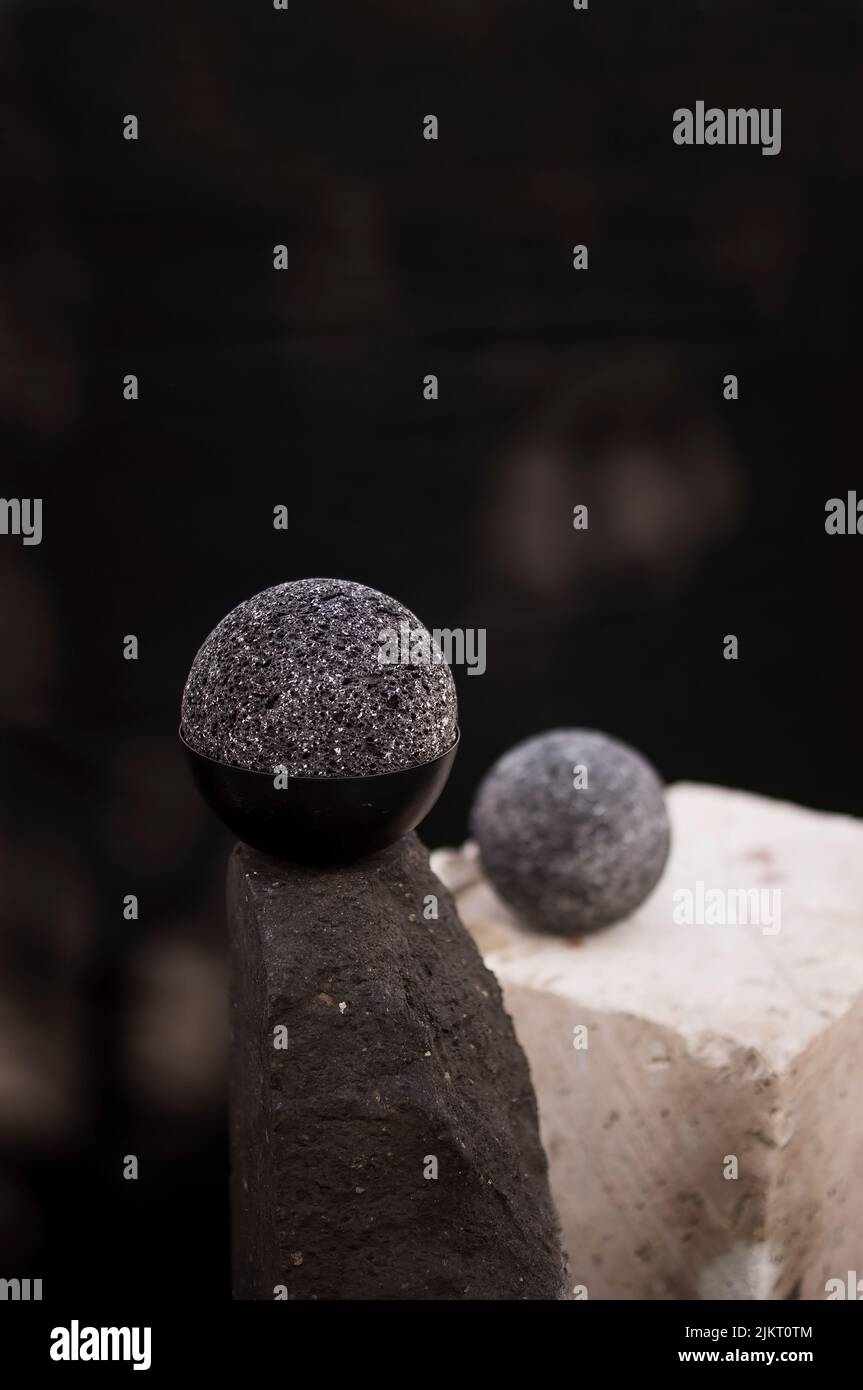 decoration object stone sphere terrazzo and metal Stock Photo - Alamy