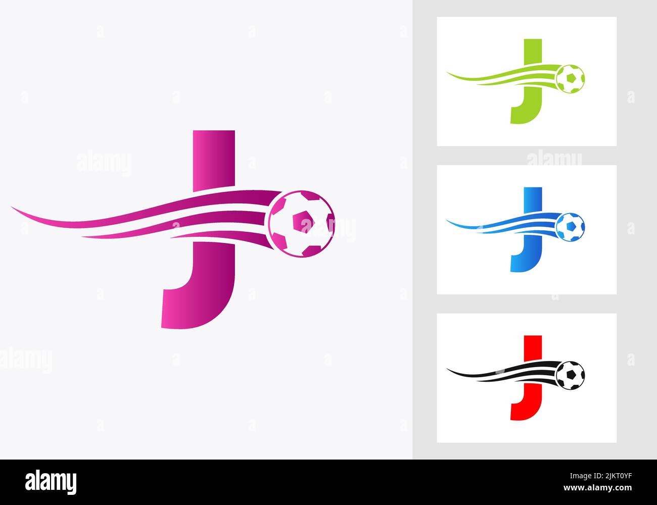 Soccer Football Logo On Letter J Sign. Soccer Club Emblem Concept Of ...