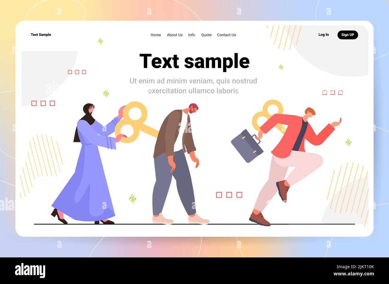 businesswoman turning wind-up key of employee with winder on back ...