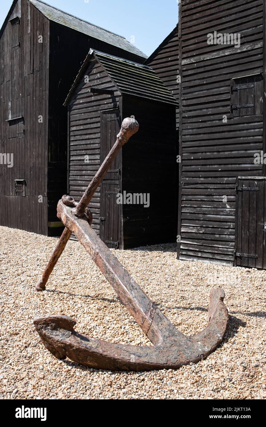 The Stade, Hastings - Old Net Shops and anchor - Hastings, East Sussex ...
