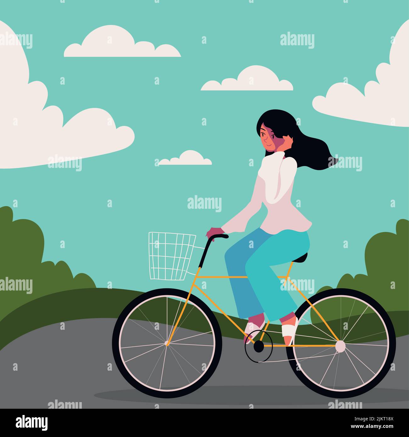 Girl Riding A Bike Stock Vector Image And Art Alamy