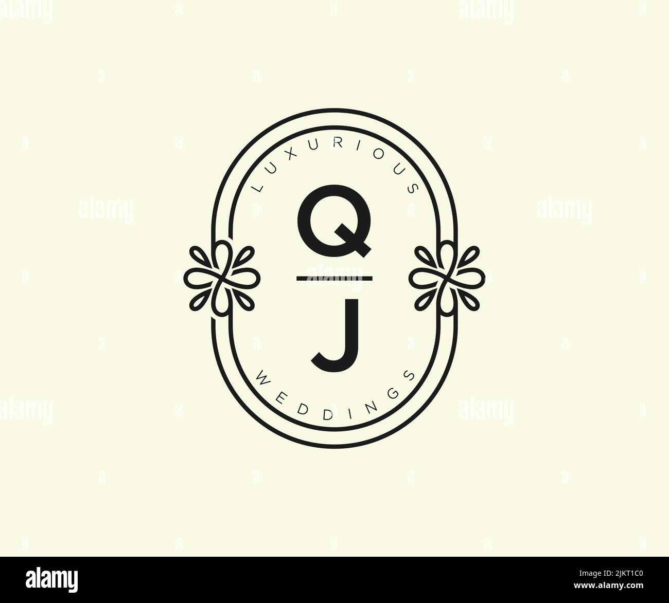 QJ Initials letter Wedding monogram logos template, hand drawn modern ...