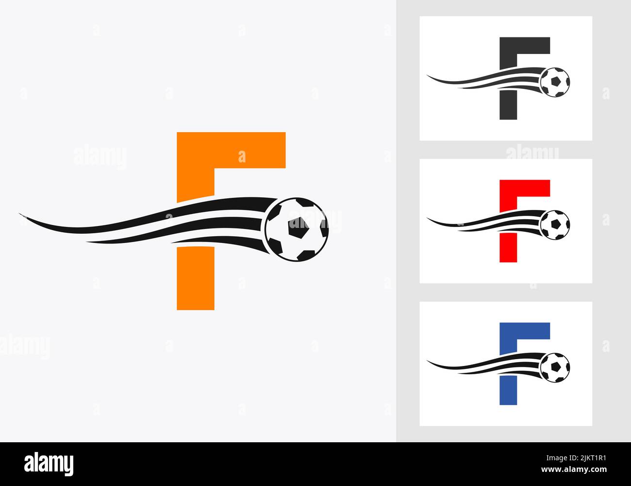 Soccer Football Logo On Letter F Sign. Soccer Club Emblem Concept Of ...