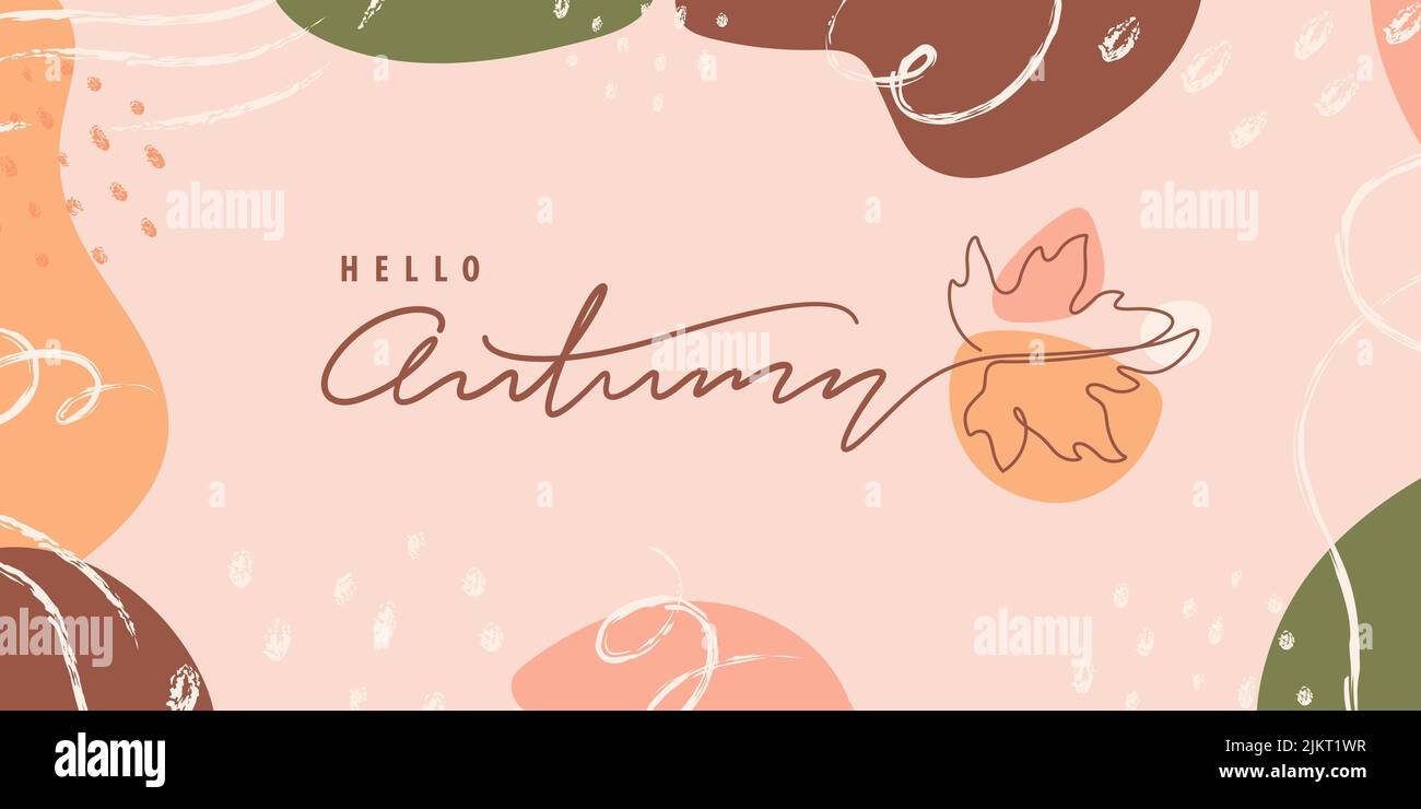 Hello autumn background and wallpaper and boho shape style and painted ...
