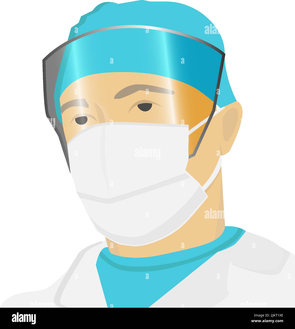 Male doctor in medical mask and uniform. Isolated vector illustration ...
