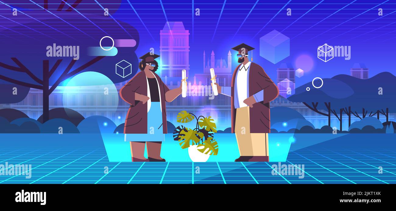 students in digital glasses experiencing virtual reality vr vision ...