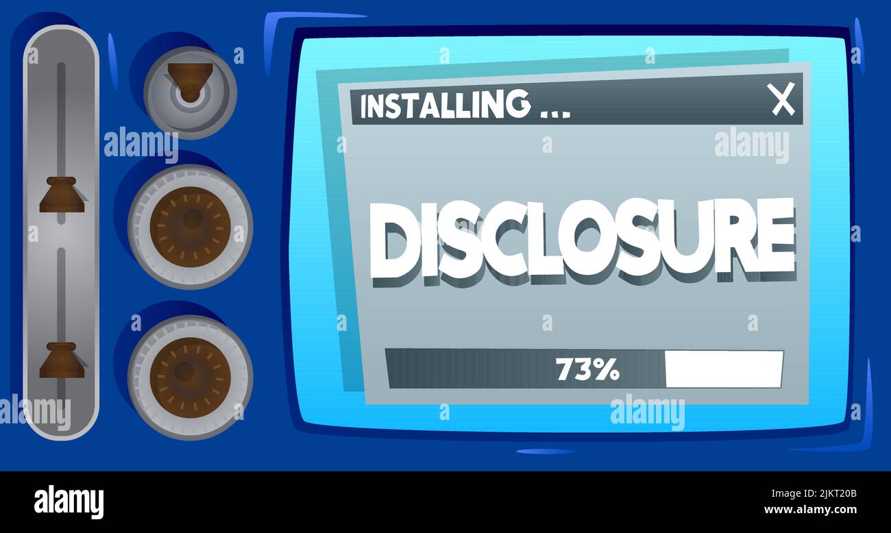 Cartoon Computer With the word Disclosure. Message of a screen ...