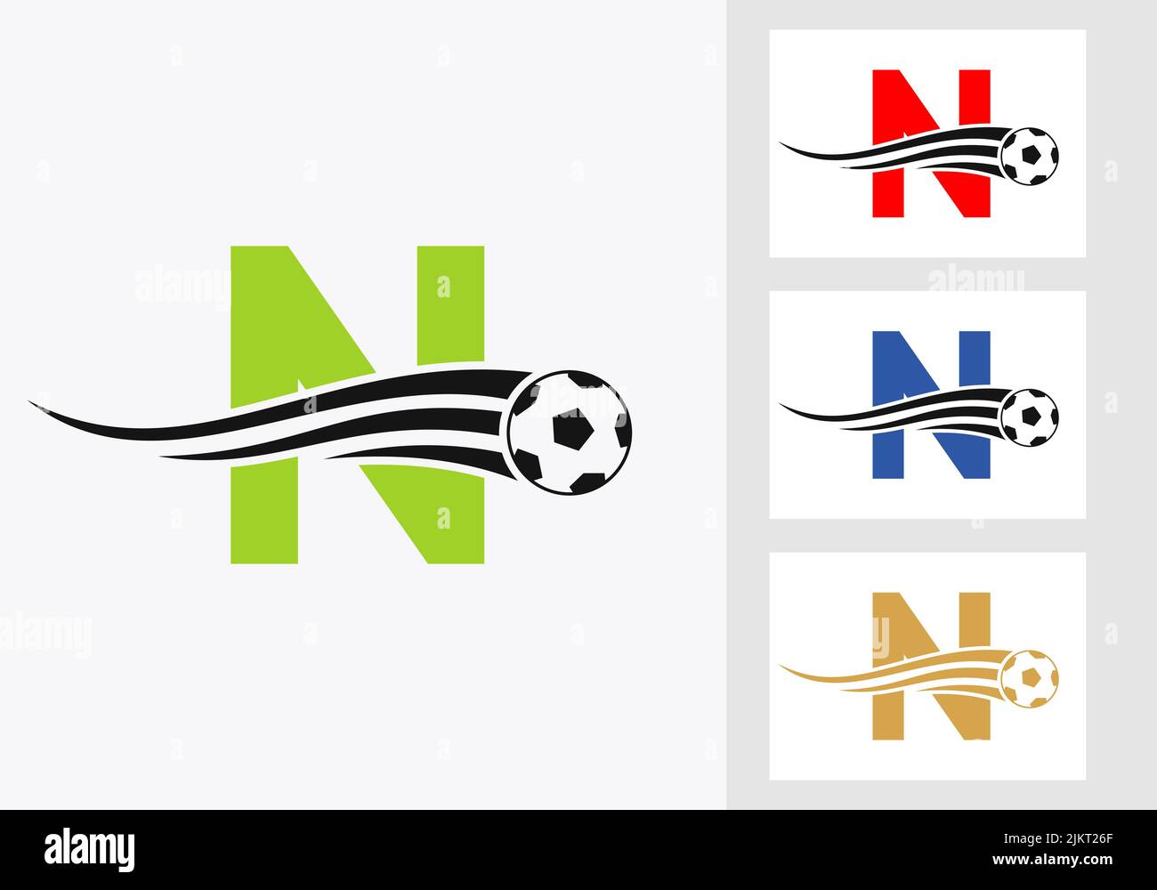 Soccer Football Logo On Letter N Sign. Soccer Club Emblem Concept Of ...