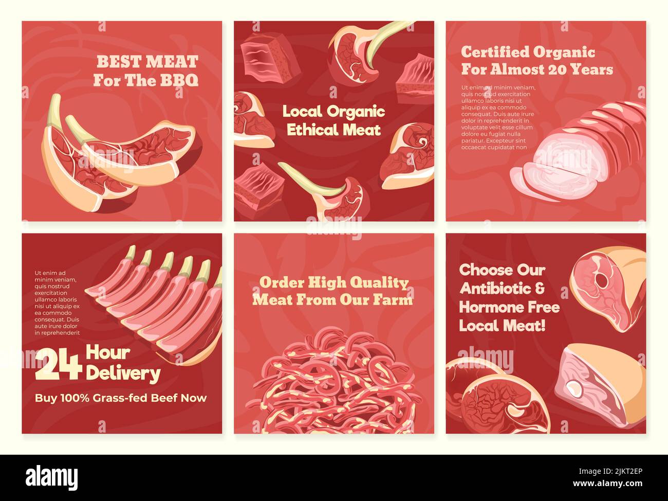 Social media set with meat product advertising Stock Vector Image & Art ...