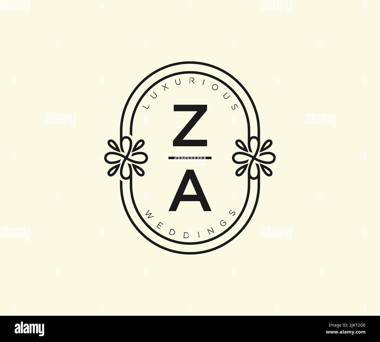 ZA Initials letter Wedding monogram logos template, hand drawn modern ...