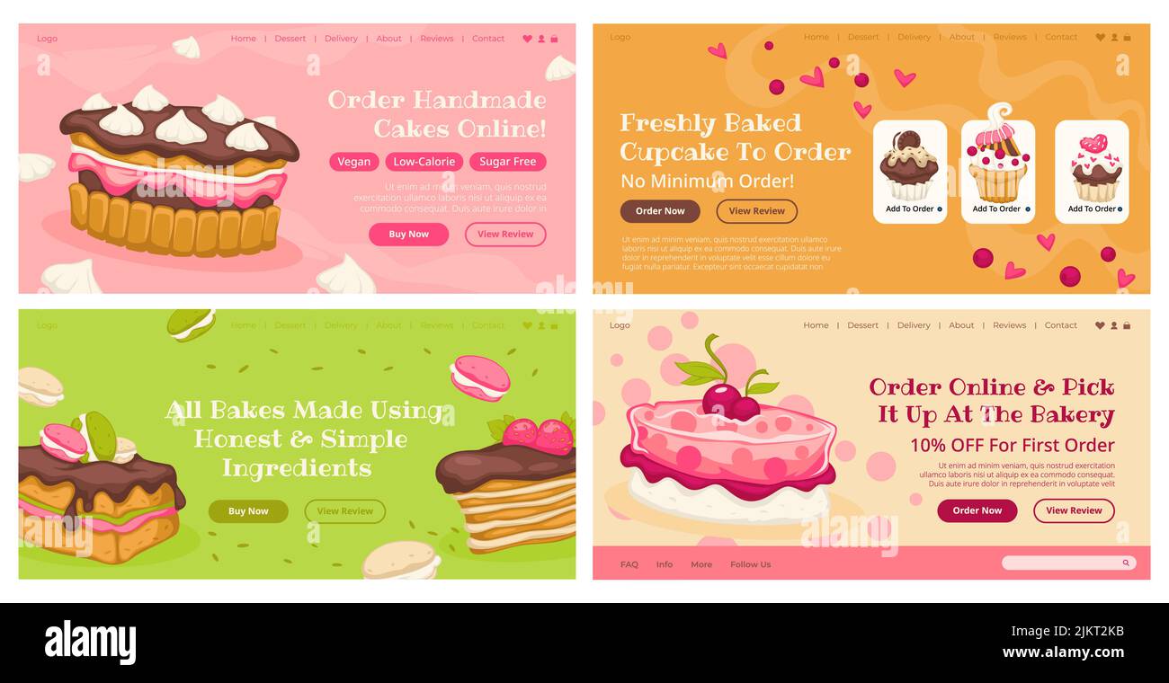 Web banner set with bakery cake advertising Stock Vector Image & Art ...