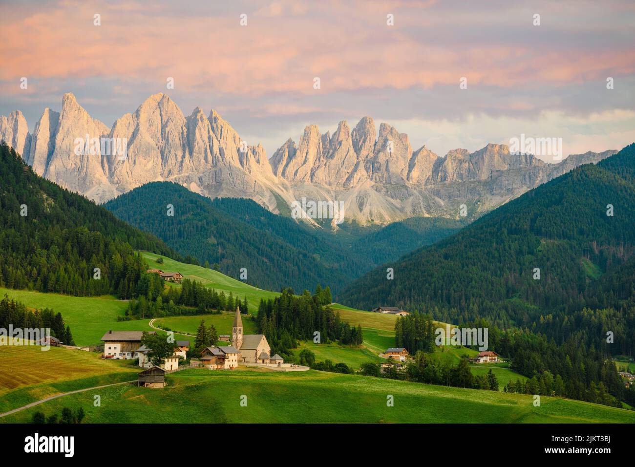 Stunning view of the Funes Valley (Val di Funes) with the Santa ...
