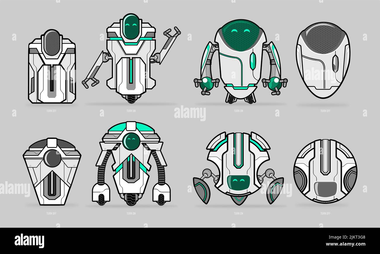 The collection of robots with different shapes and artificial ...