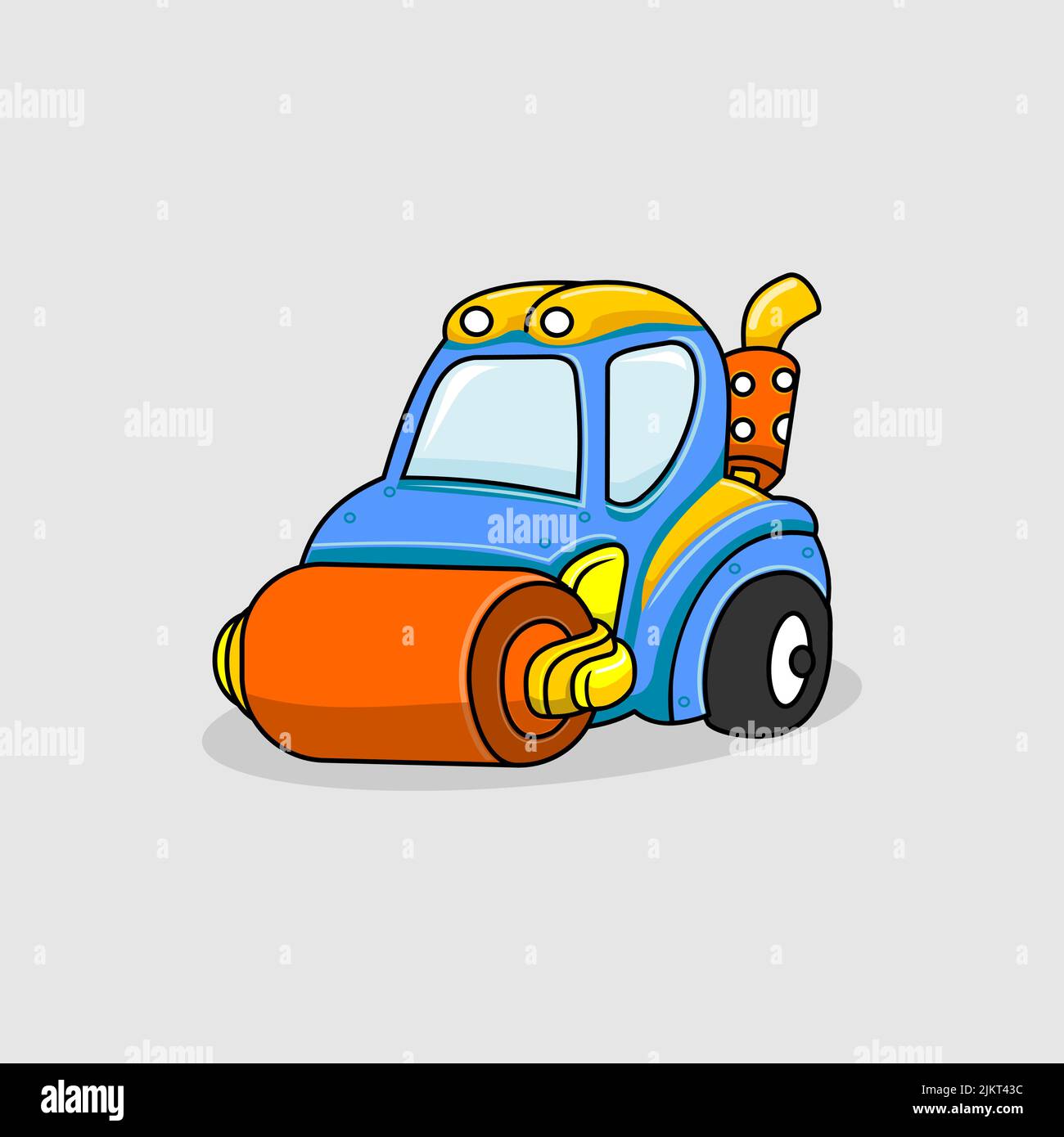 A vector design of a colorful cartoon roller for making asphalt Stock ...