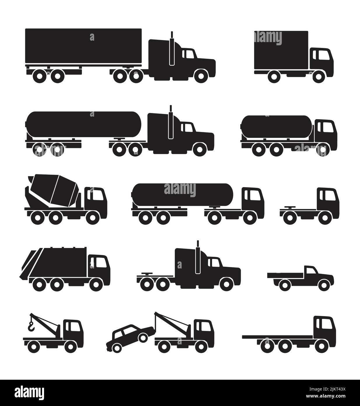 various simple truck silhouette set side view icon symbol vector ...