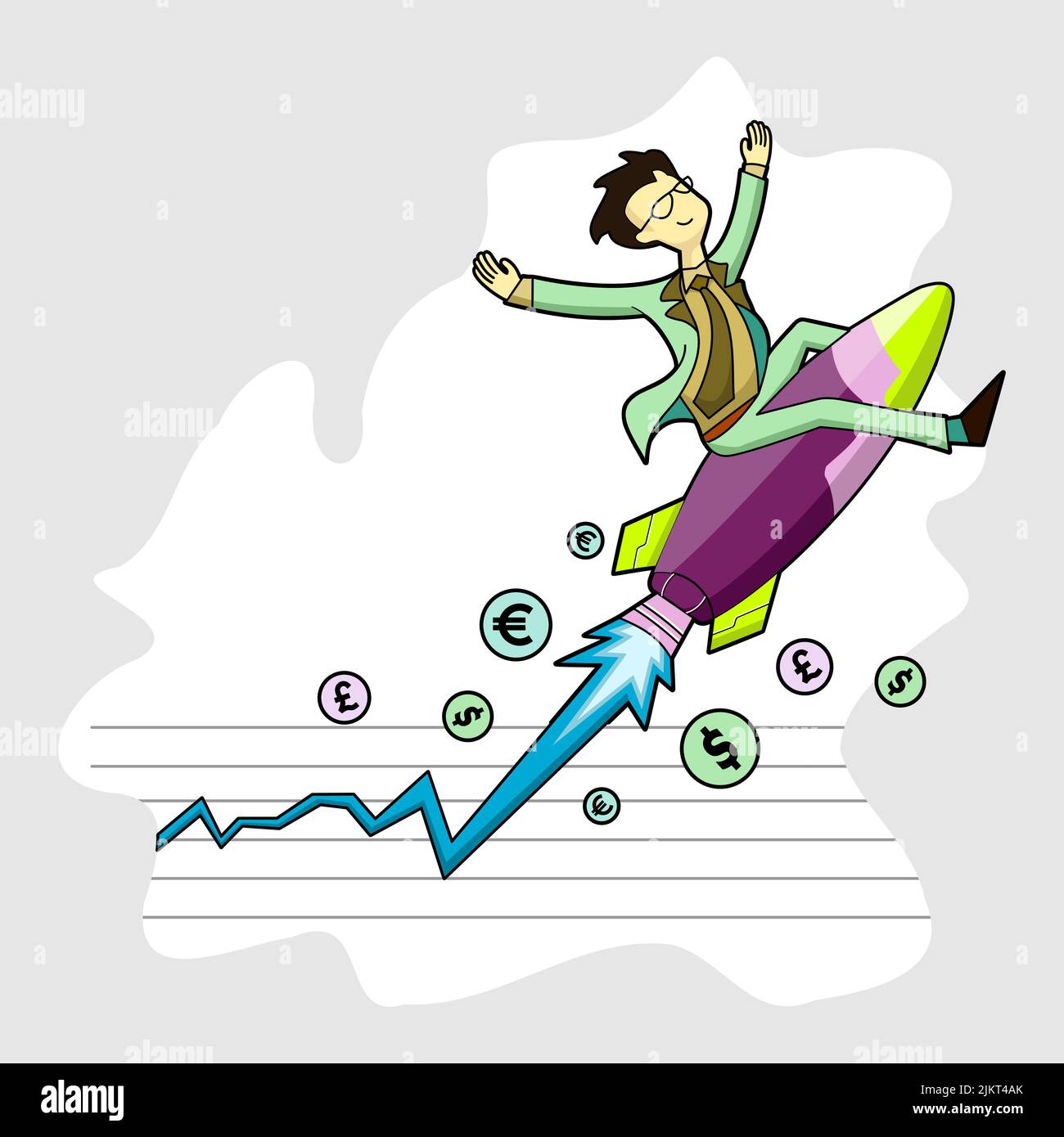 A vector design of a successful scientist flying on the racket over ...
