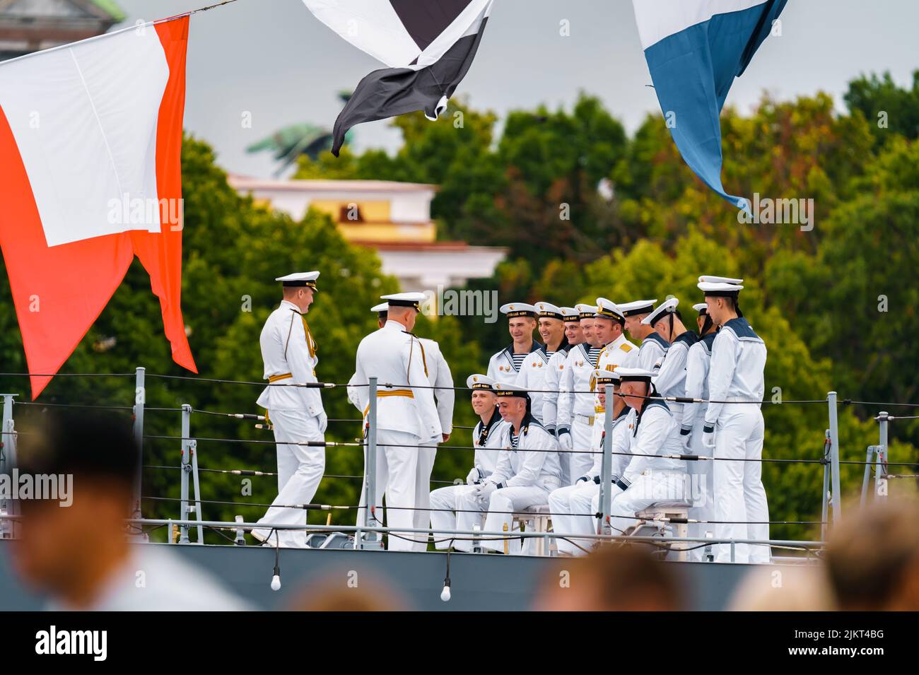 Russia, St. Petersburg, 31 July 2022: Military sailors dressed in ...