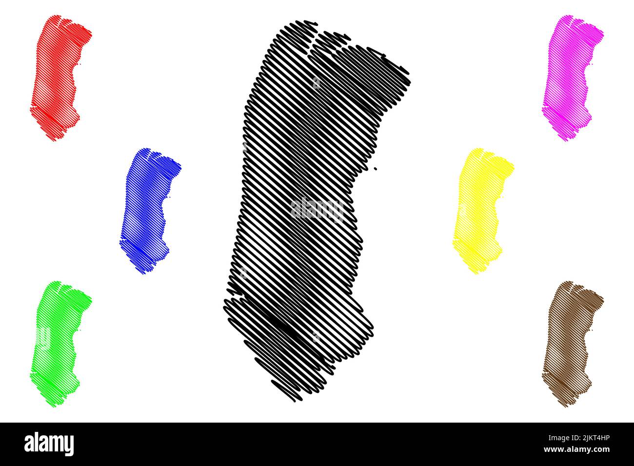 Romo island (Kingdom of Denmark) map vector illustration, scribble ...