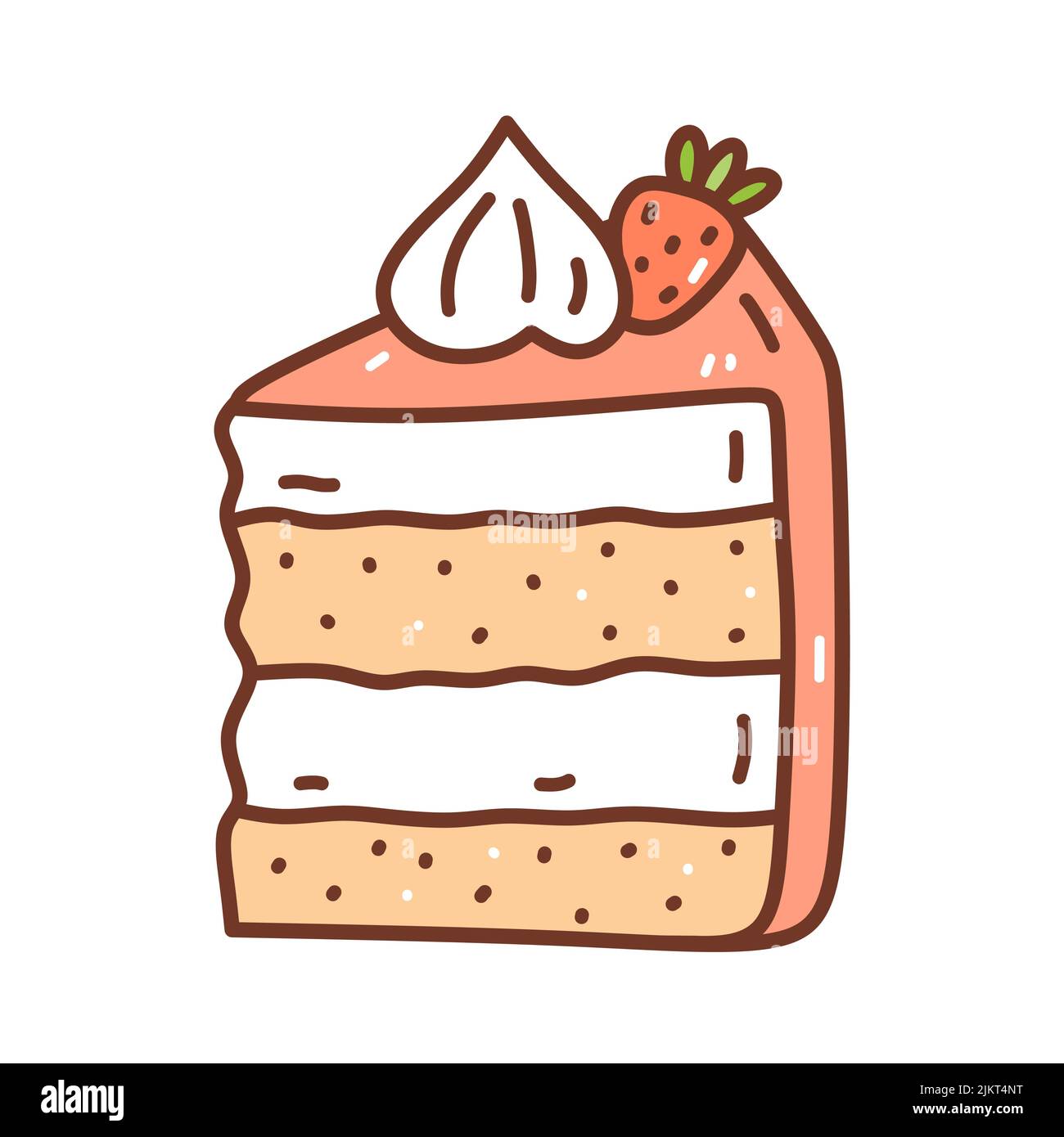 Piece of strawberry cake isolated on white background. Cute dessert ...