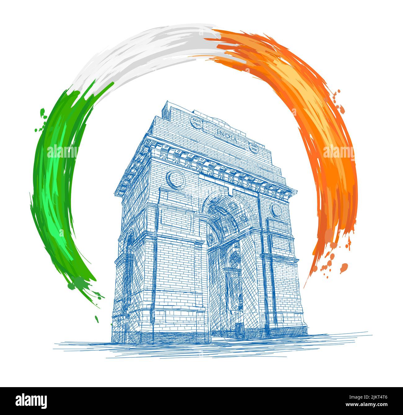 Vector india gate indian flag hi-res stock photography and images - Alamy
