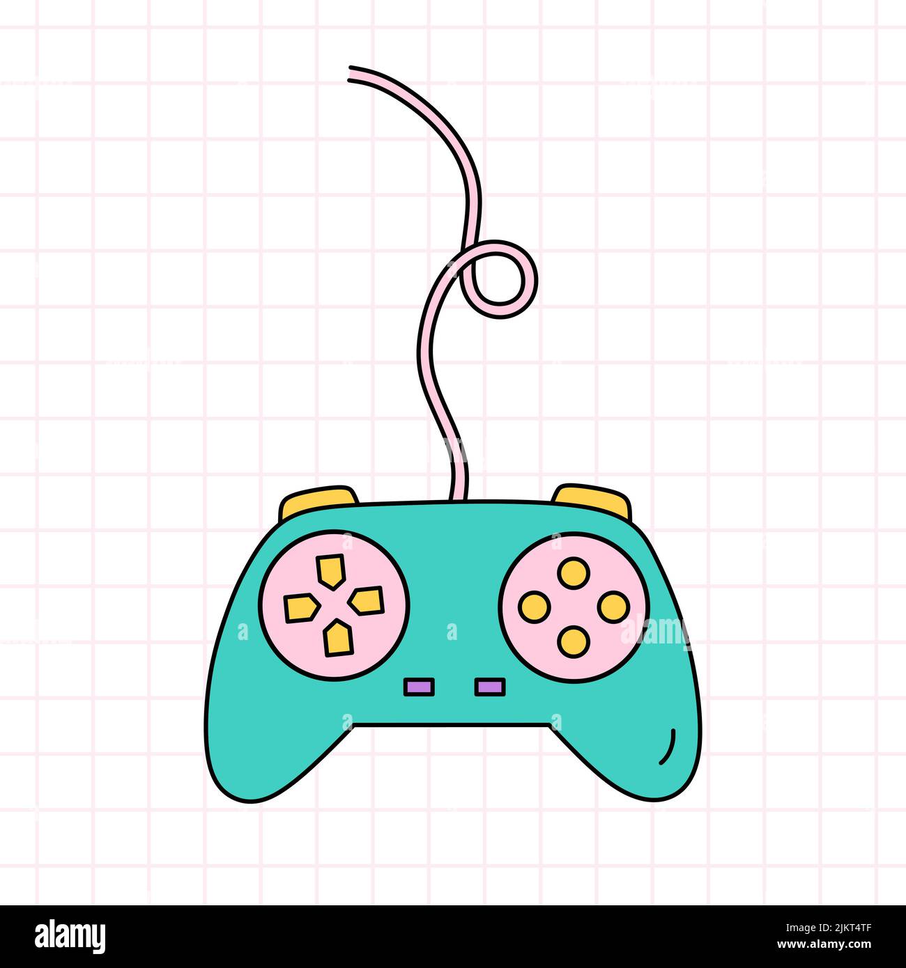 Video game controller, joystick gamepad in bright colors..Vector hand ...
