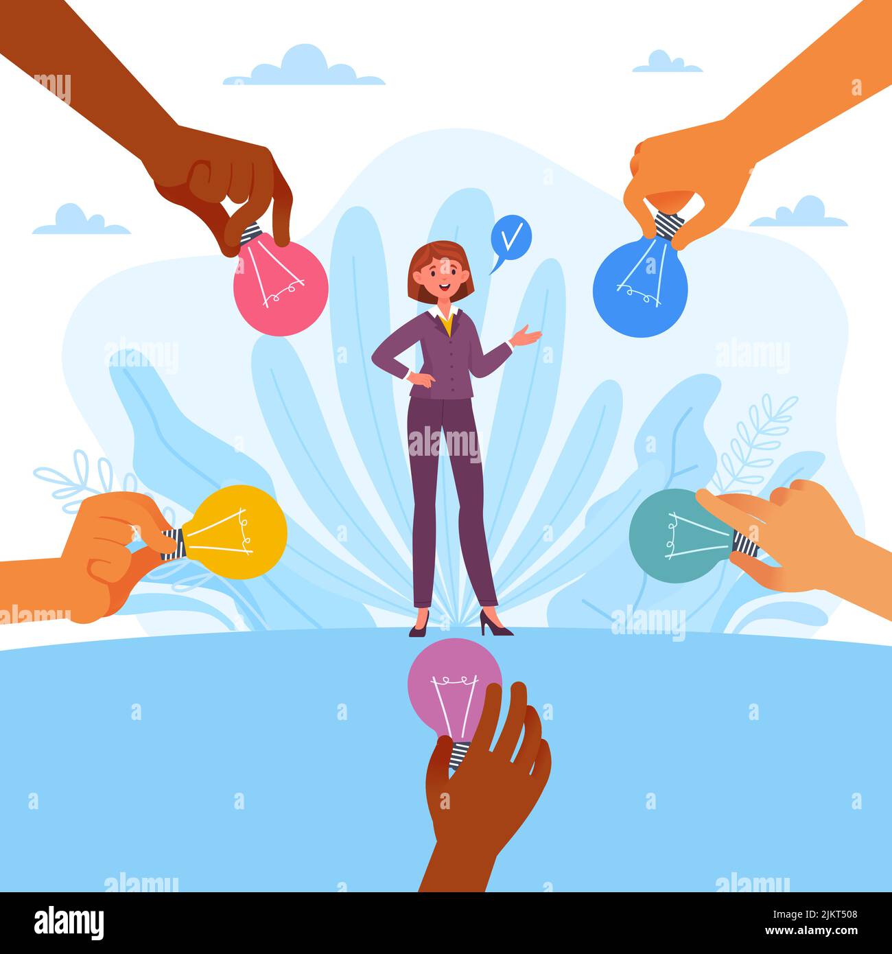 Exchange of ideas. Teamwork process, team brainstorming and creativity ...