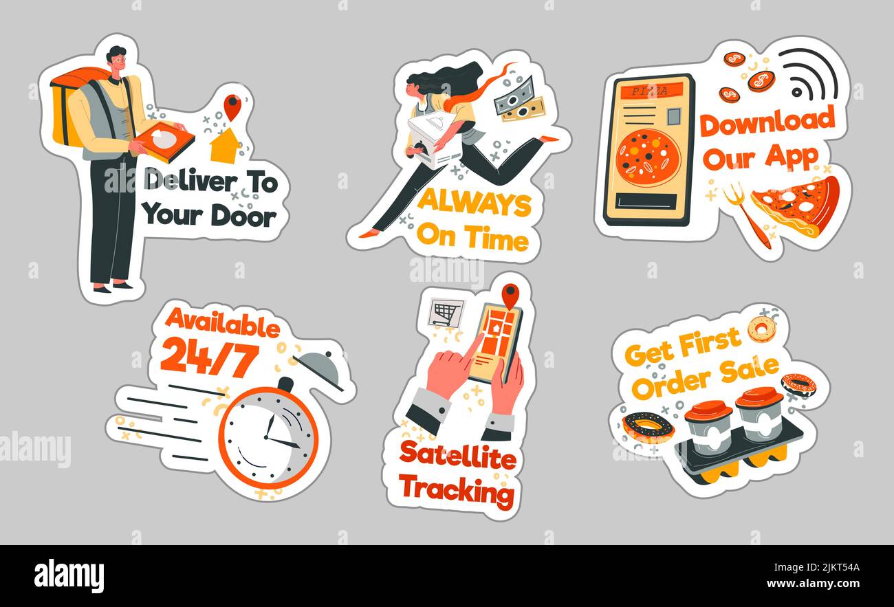 Sticker design set with delivery application Stock Vector Image & Art ...