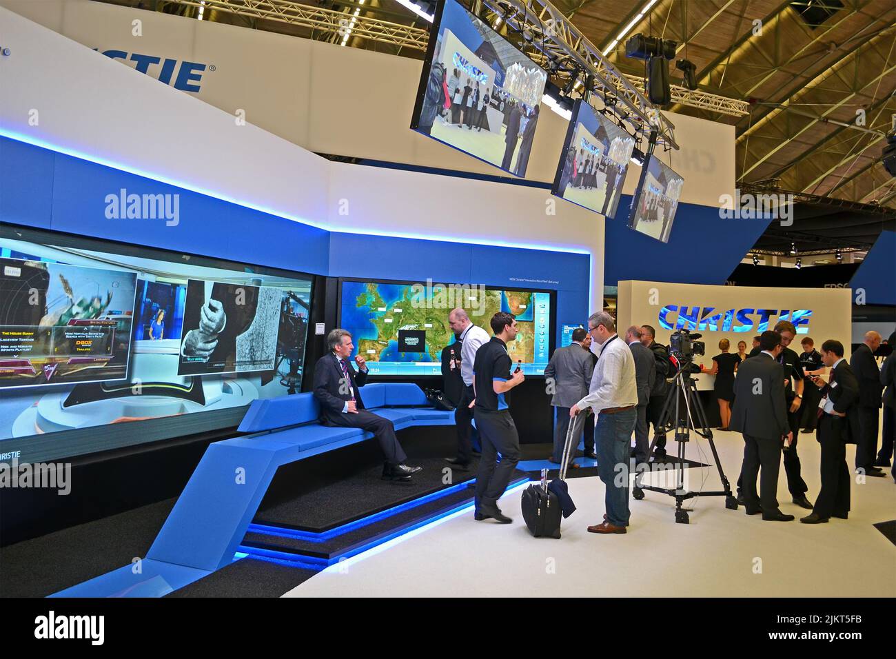 visitors test display wall at the Integrated Systems Europe (ISE ...