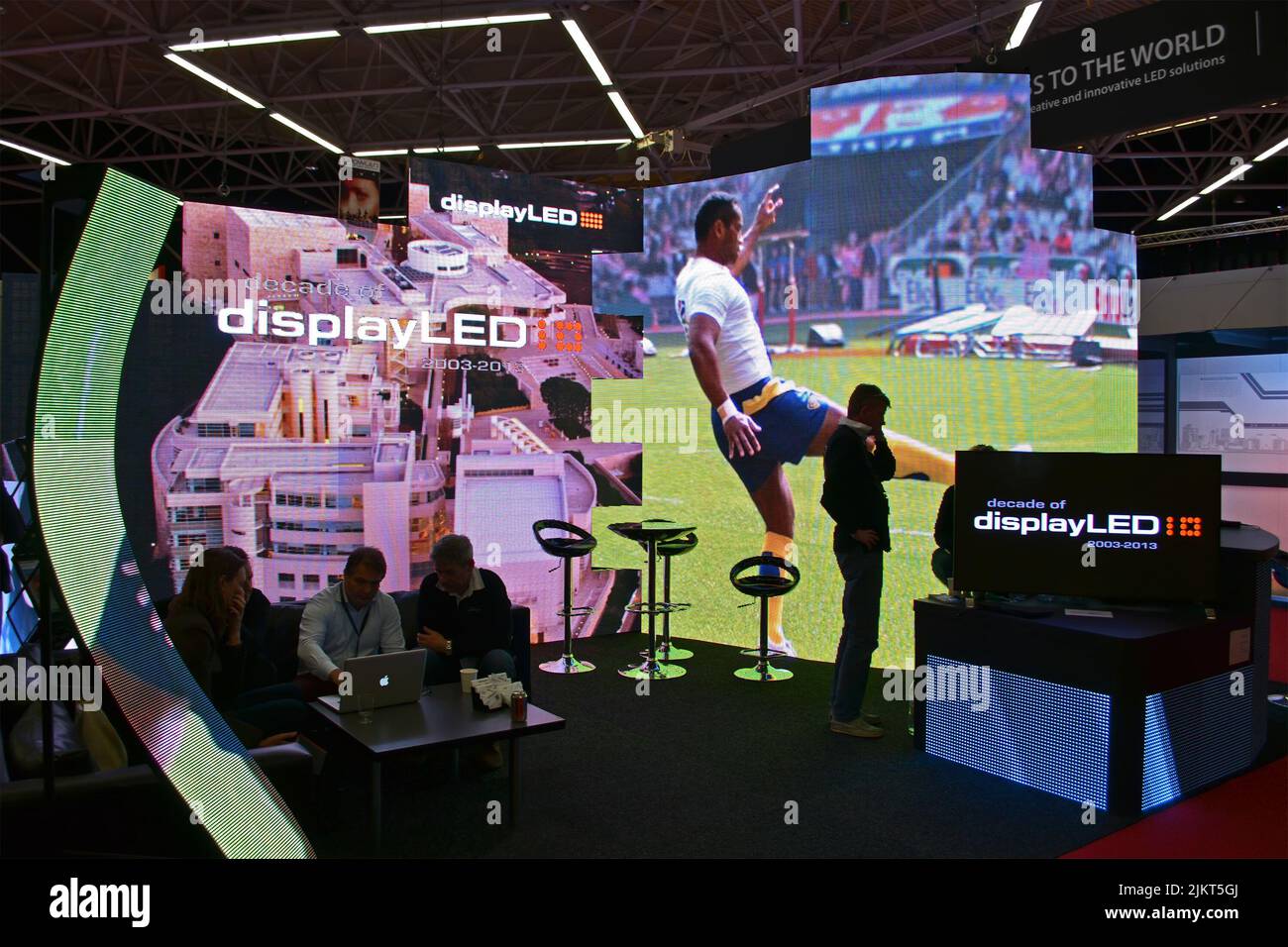 visitors test display wall at the Integrated Systems Europe (ISE ...