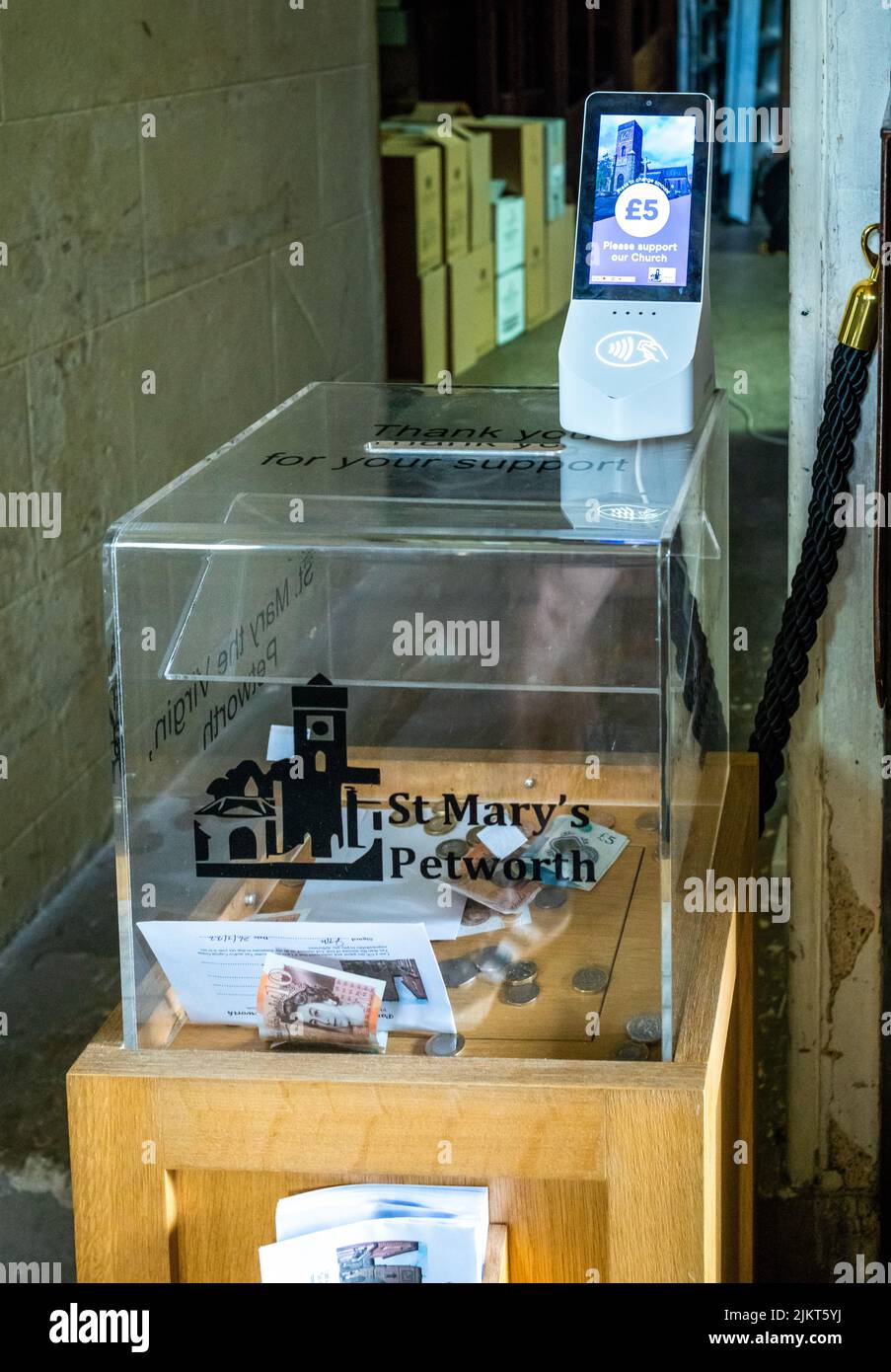 The collection box with automated card payment machine inside St Mary's ...