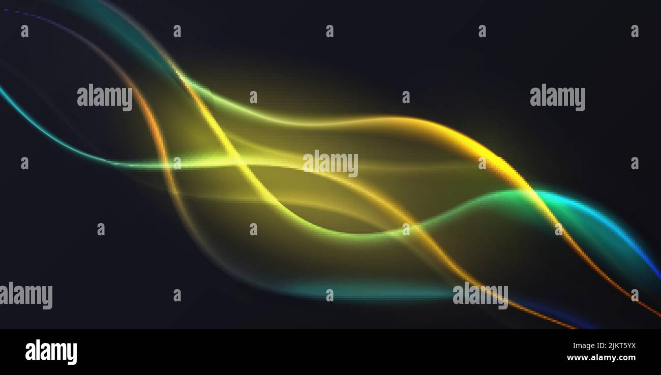 Gradient green neon color wave, abstract light effect vector ...