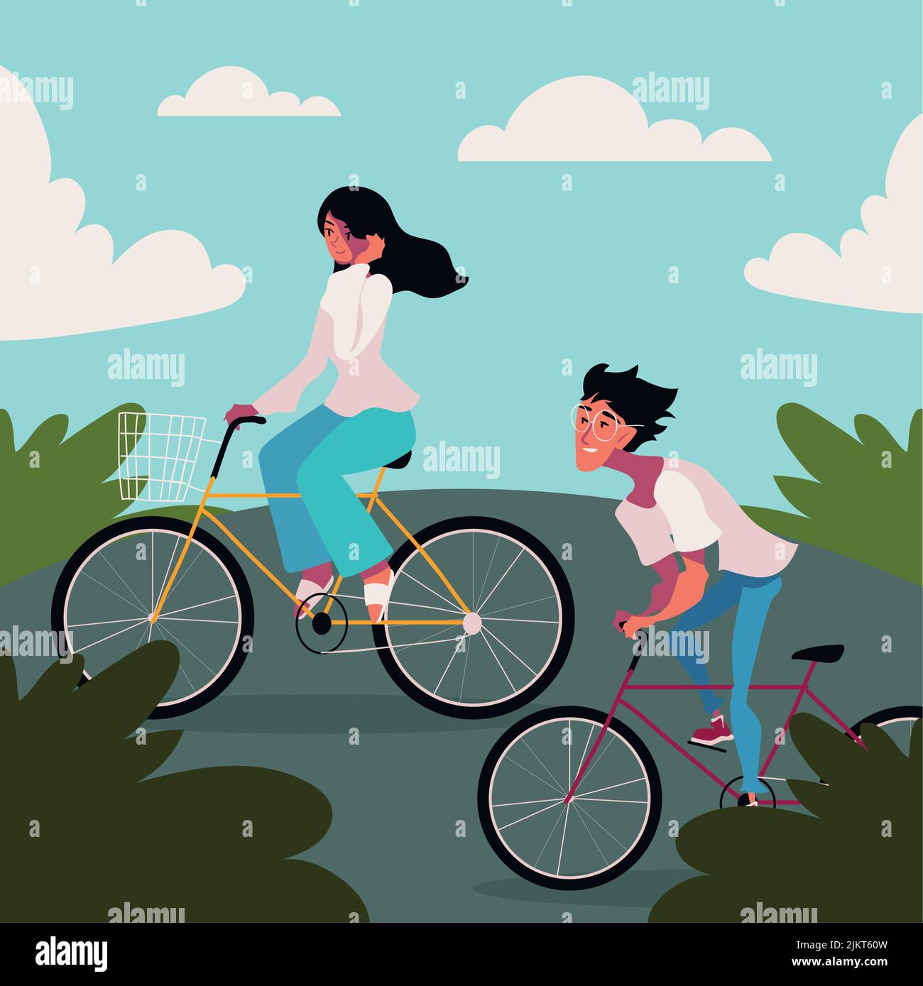 Couple bicycling Stock Vector Images - Alamy