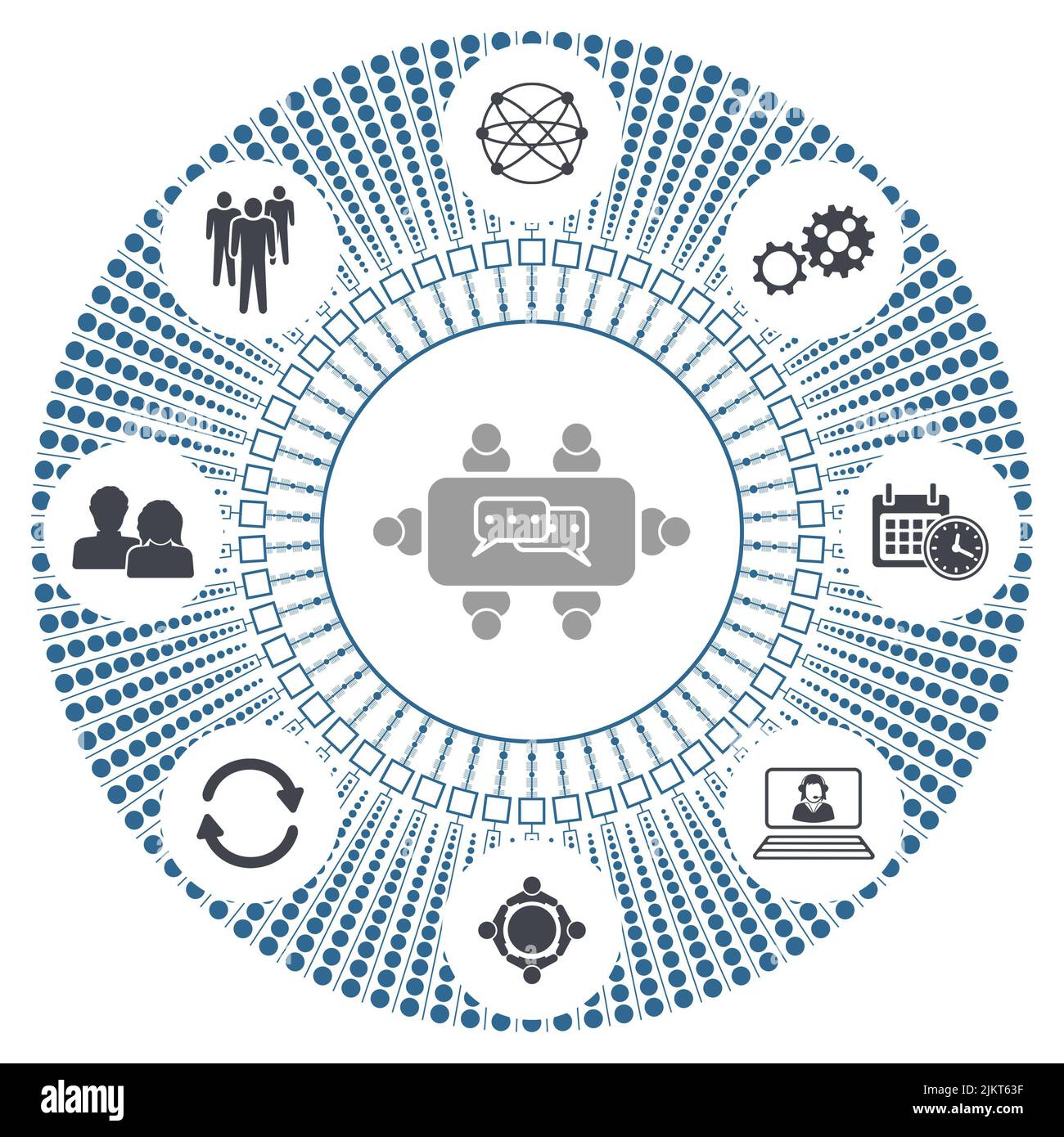 Concept of meeting with connected icons Stock Photo - Alamy