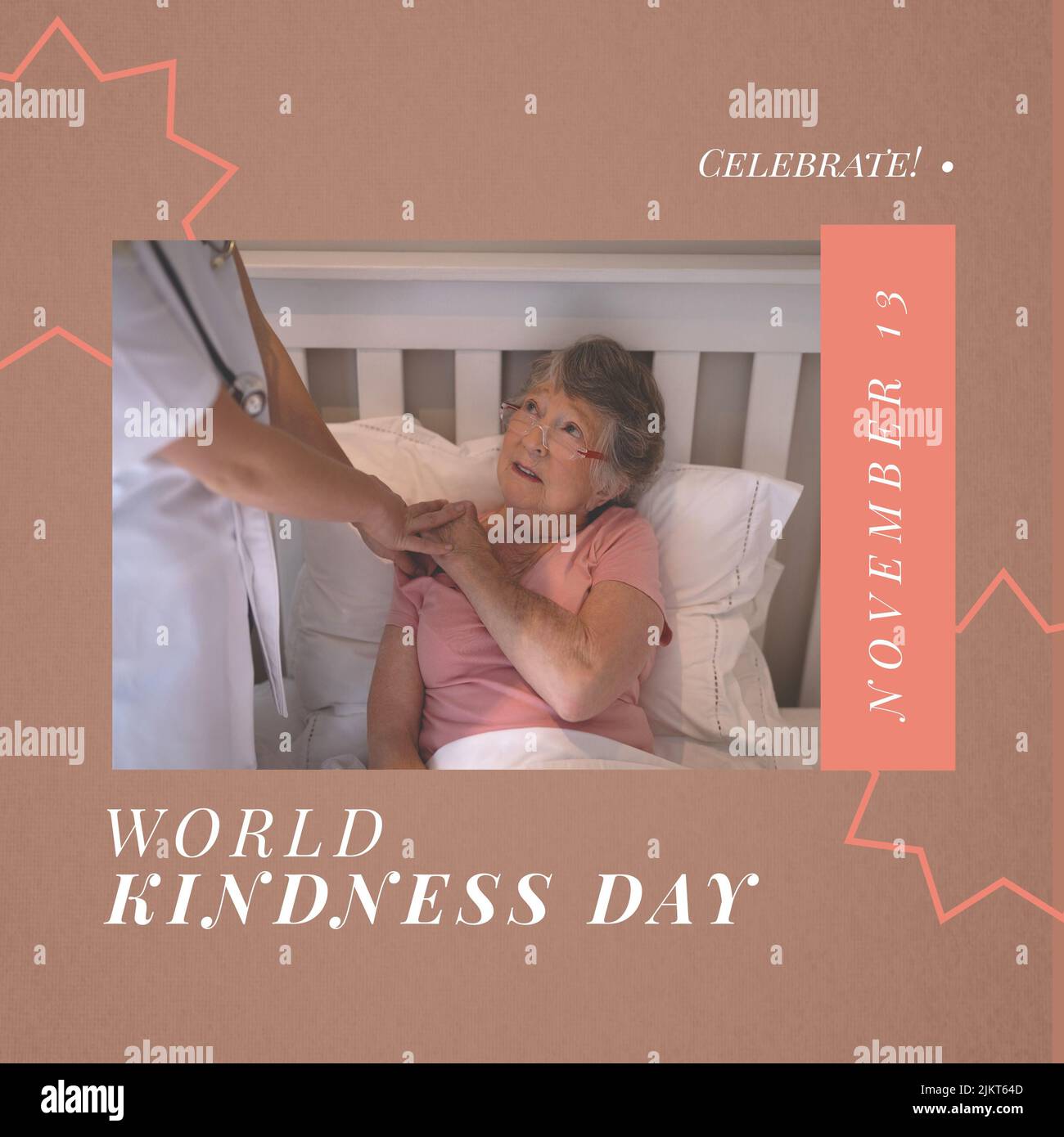 Composition of world kindness day text over senior caucasian female ...