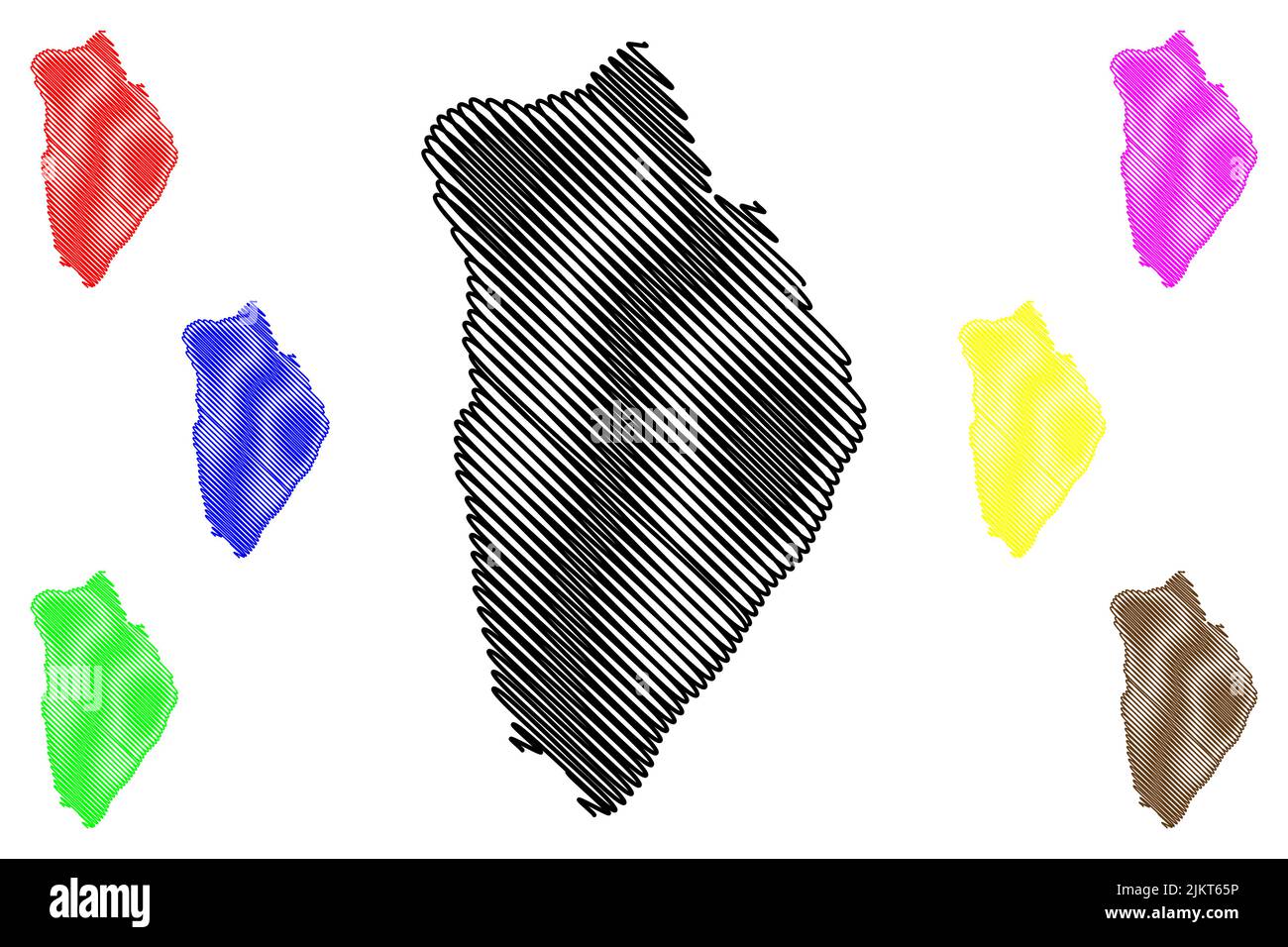 Rolvsoy island (Kingdom of Norway) map vector illustration, scribble ...