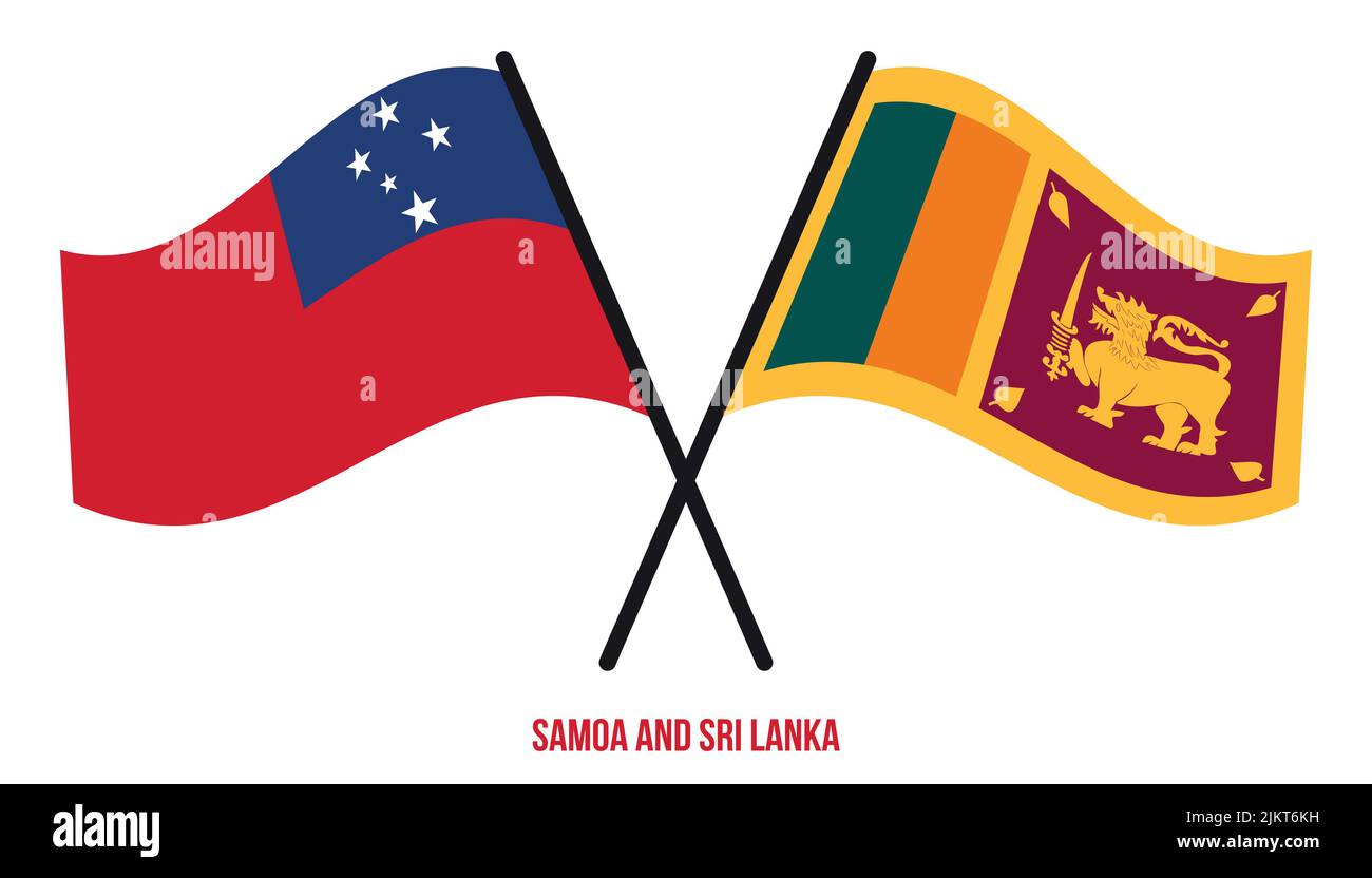 Samoa and Sri Lanka Flags Crossed And Waving Flat Style. Official ...