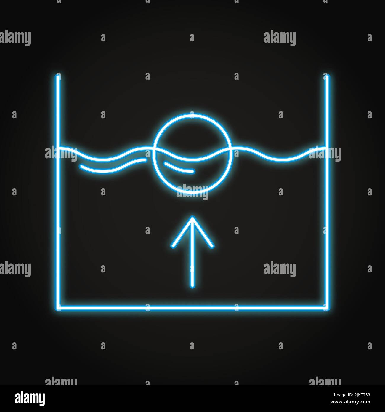 Buoyant force neon icon in line style. Law of physics symbol. Ball ...