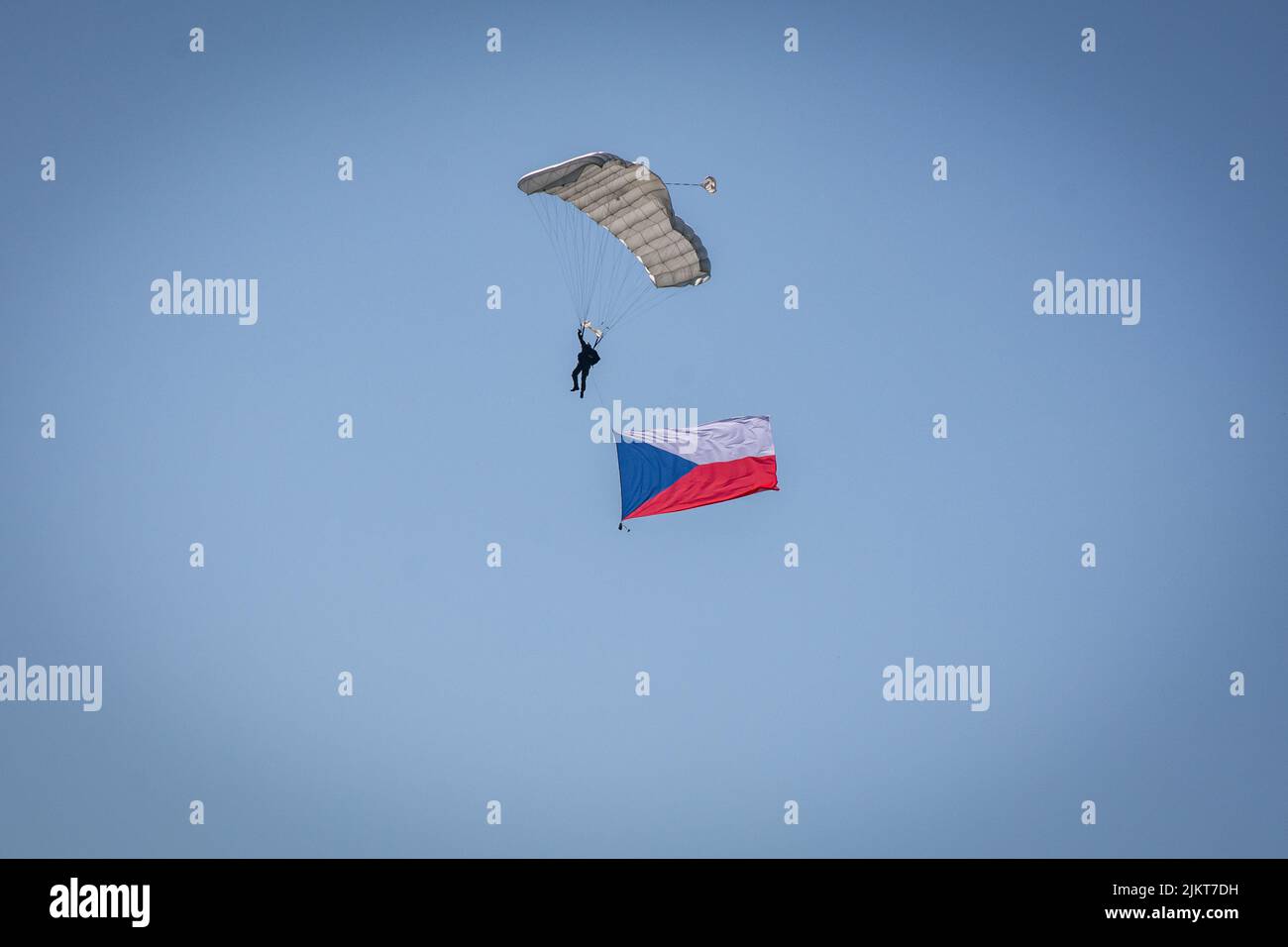 Czech Paradrop paratroopers with flag and parachute landing for the ...