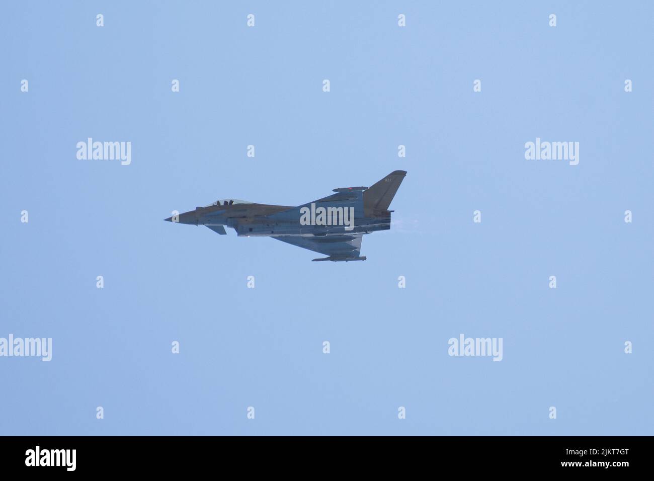 RAF eurofighter Typhoon military fighter jet flying at NATO days ...