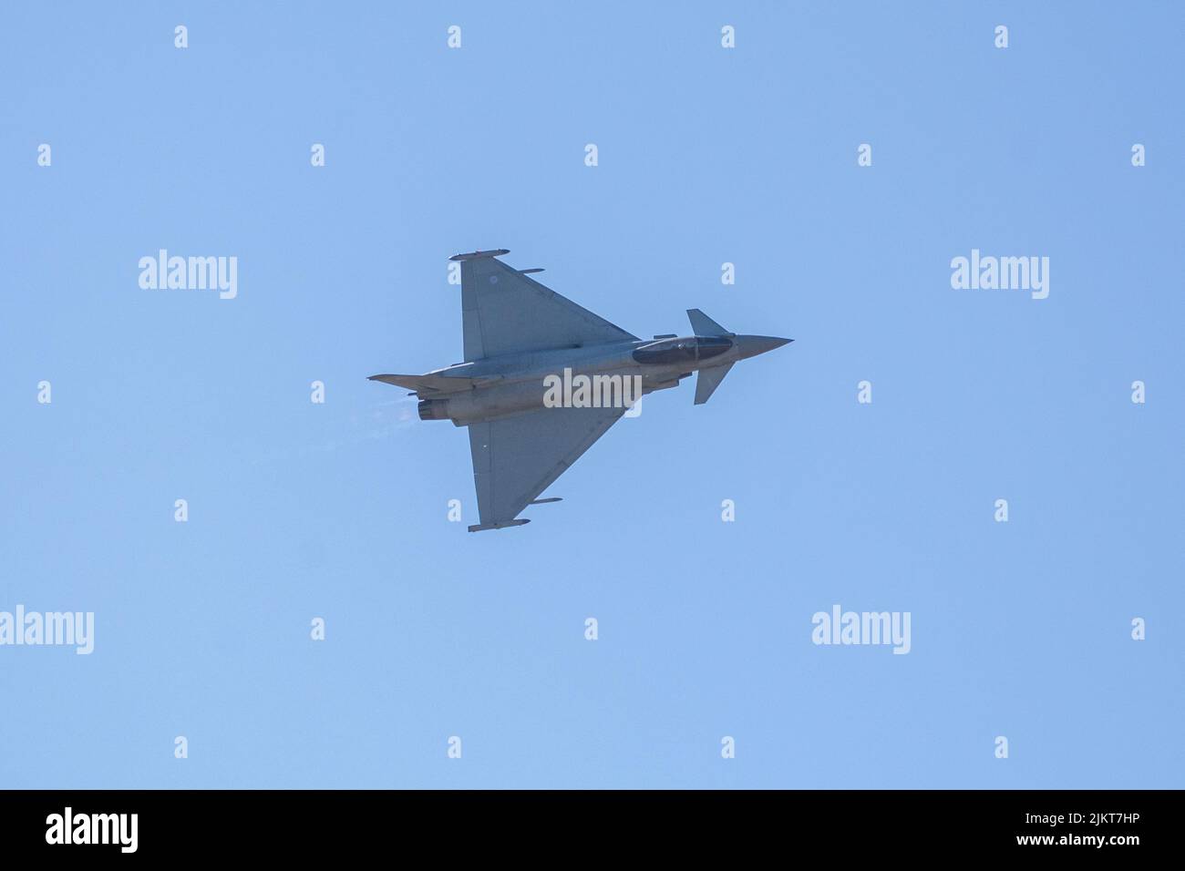 RAF eurofighter Typhoon military fighter jet flying at NATO days ...