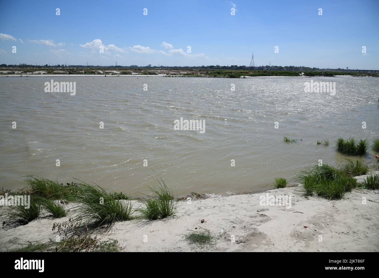 The Ganges in monsoon at Guptar Ghat or Narayan Ghat. Civil Lines ...