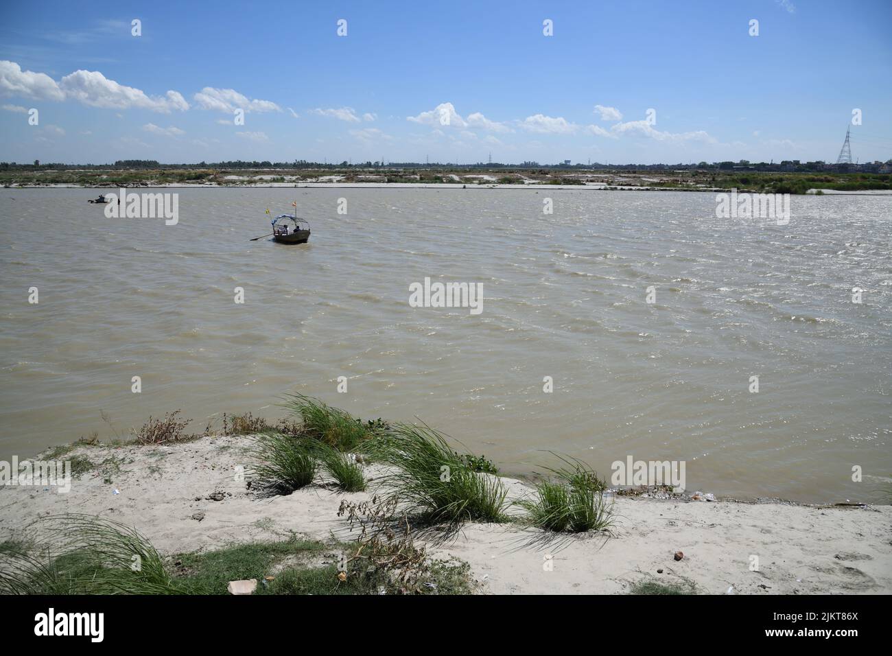 The Ganges in monsoon at Guptar Ghat or Narayan Ghat. Civil Lines ...