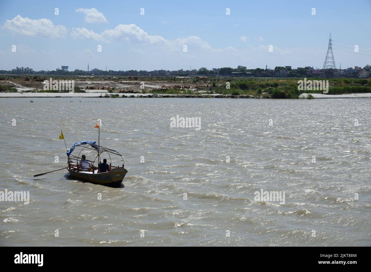 The Ganges in monsoon at Guptar Ghat or Narayan Ghat. Civil Lines, Kanpur, Uttar Pradesh, India ...