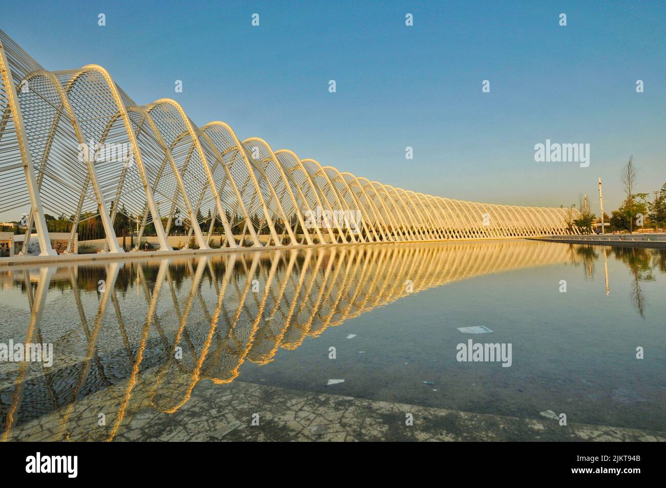 detail from modern metallic structure of olympic stadium athens greece ...