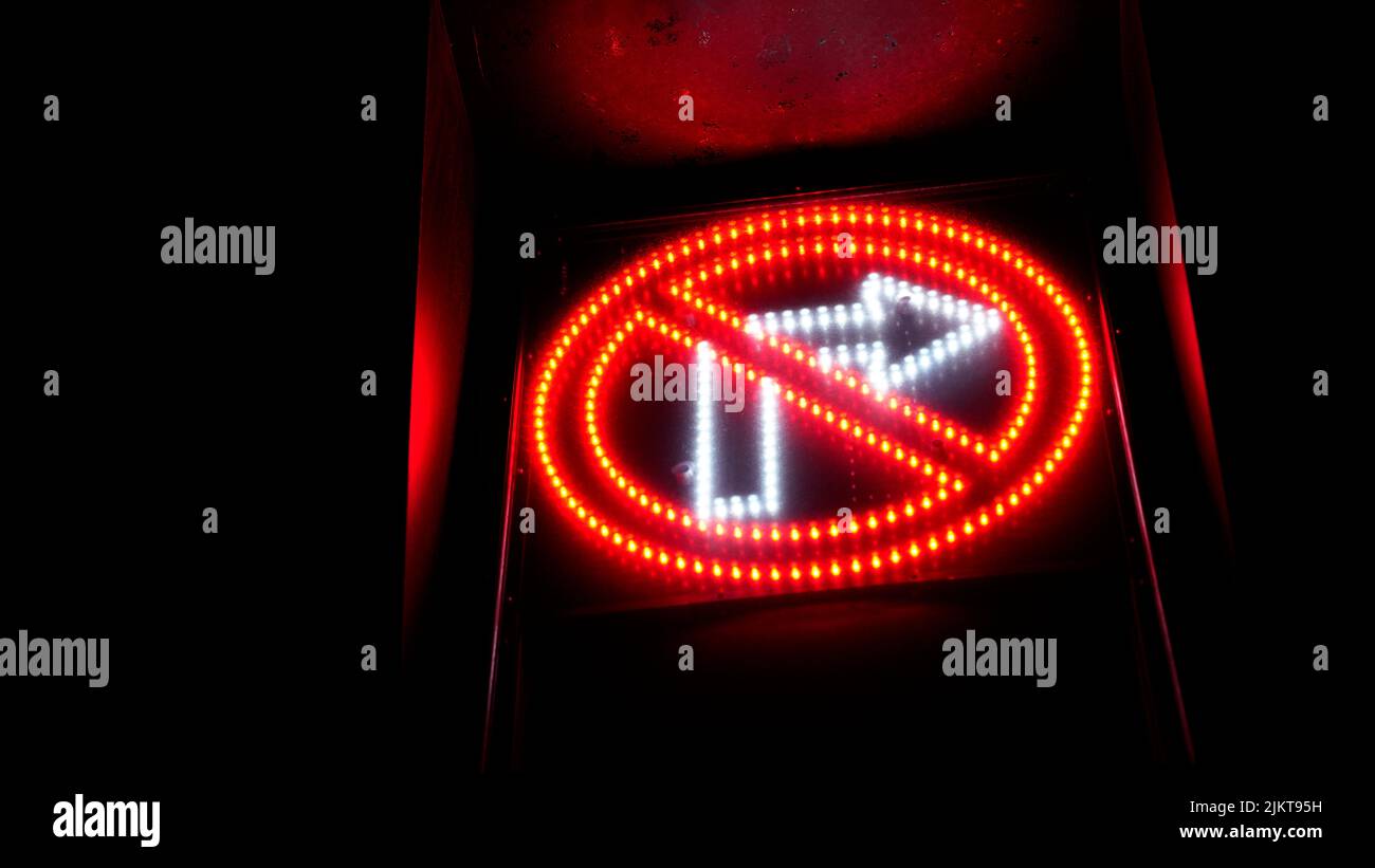 A glowing "No Right Turn" LED street sign Stock Photo - Alamy