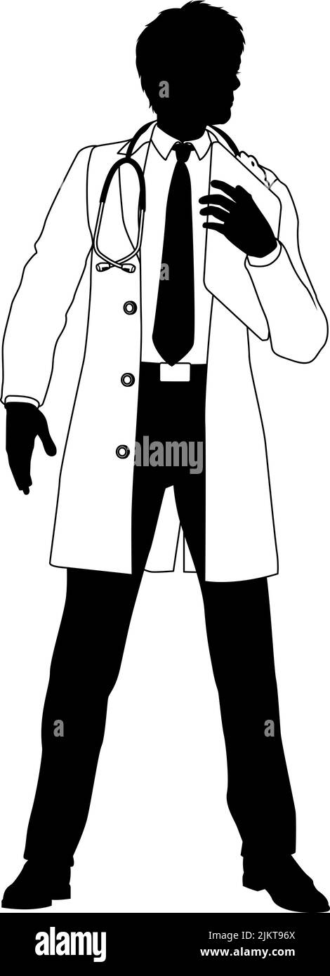 Doctor Man Medical Clipboard Silhouette Person Stock Vector Image & Art ...